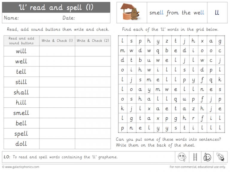 ll worksheets and games - Galactic Phonics