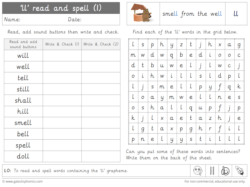 ll worksheets and games - Galactic Phonics