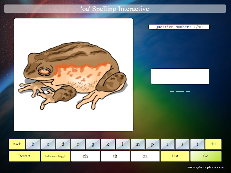 Free 'oa' worksheets and games - Galactic Phonics
