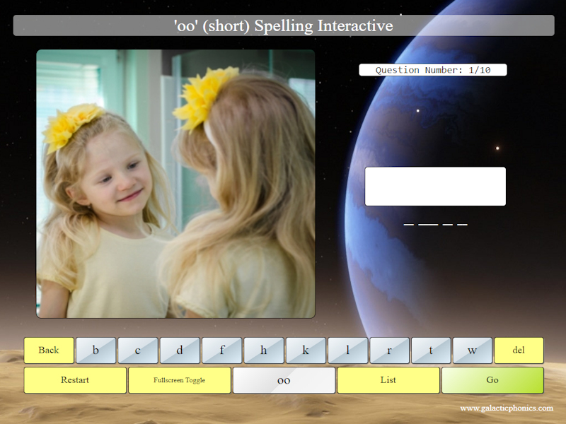 'oo' (as in look) phonics worksheets and games - Galactic Phonics