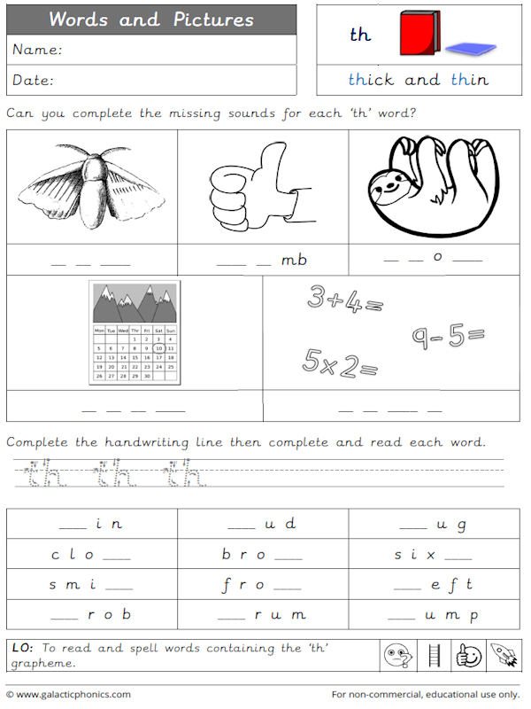 th phonics worksheets and games - Galactic Phonics