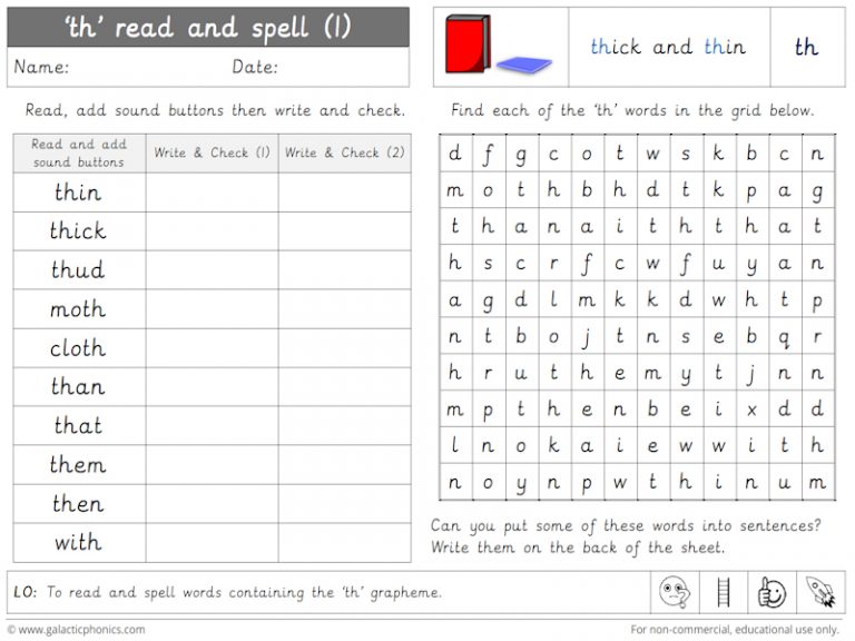 th phonics worksheets and games - Galactic Phonics