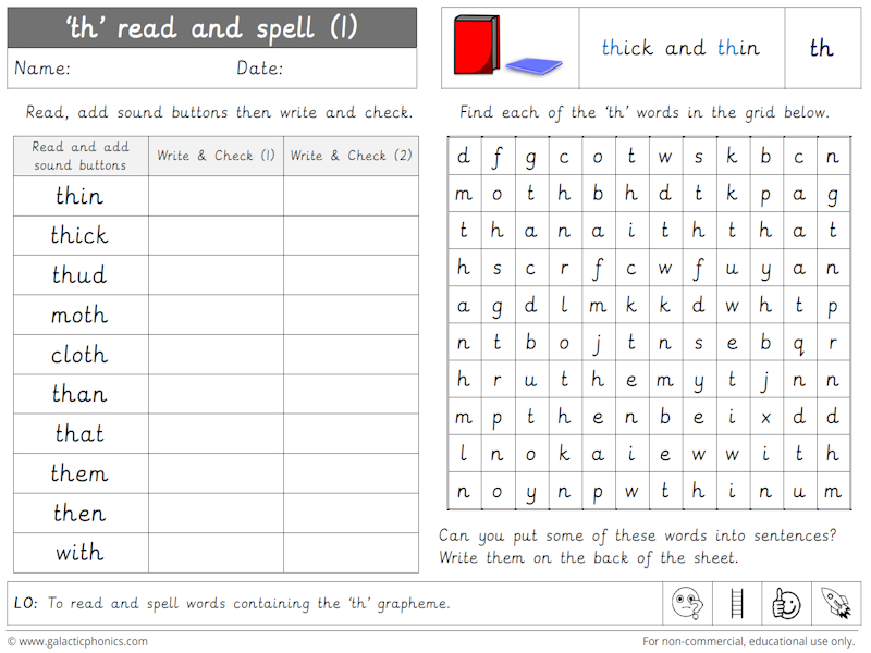 th phonics worksheets and games - Galactic Phonics