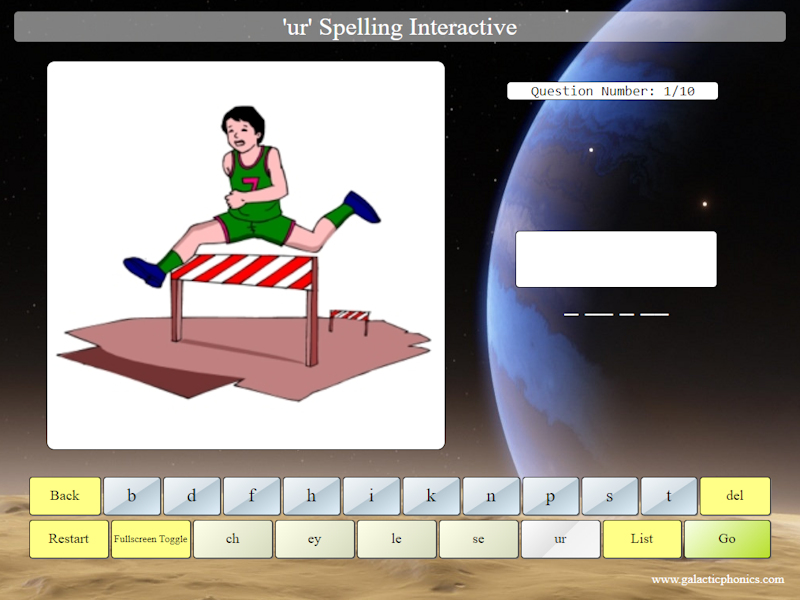 'ur' phonics worksheets and games - Galactic Phonics