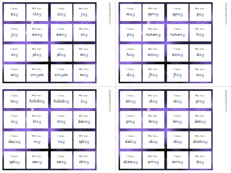 Free 'ay' worksheets and games - Galactic Phonics
