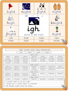 Free 'igh' phonics worksheets and games - Galactic Phonics