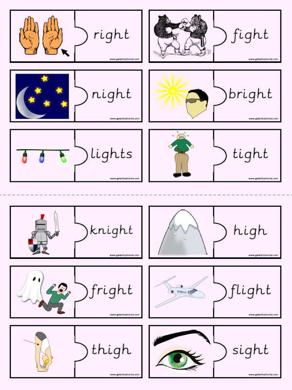 Free 'igh' phonics worksheets and games - Galactic Phonics